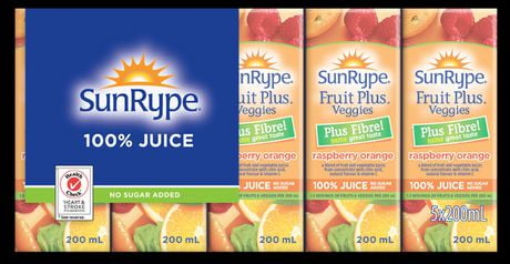 Sun-Rype Fruit Plus Raspberry Orange 100% Juice - 5X200ml at Walmart.ca