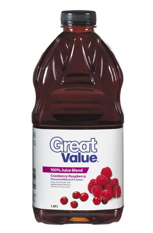 Great Value 100% Juice Blend Cranberry Raspberry | Walmart Canada