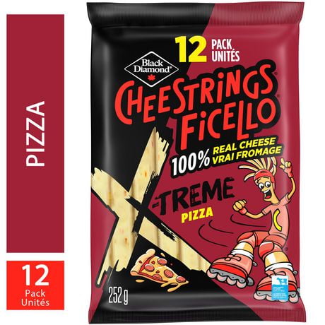 Black Diamond Cheestrings Pizza Mozzarella X-Treme, 12 Pack, 252 g ...