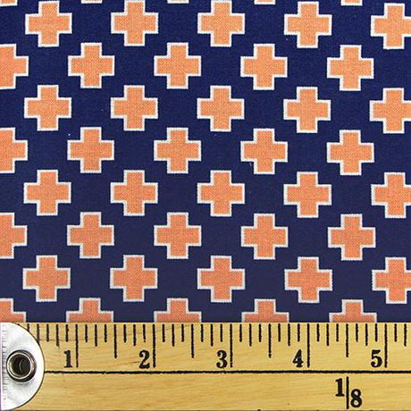 Click here for Fabric Creations Navy Blue With Orange Crosses Fat... prices