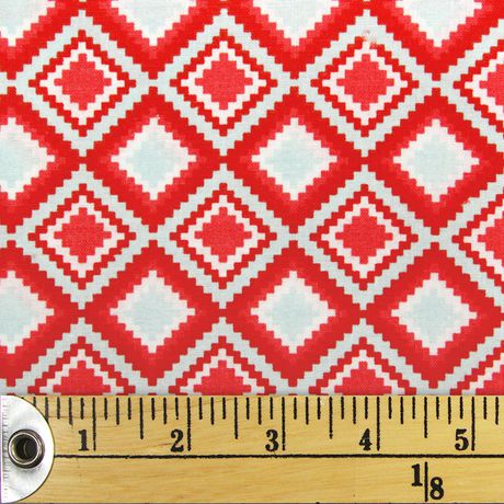 Click here for Fabric Creations White With Red Jagged Diamonds Fa... prices