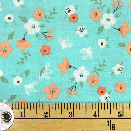 Click here for Fabric Creations Aqua Blue With White And Orange D... prices