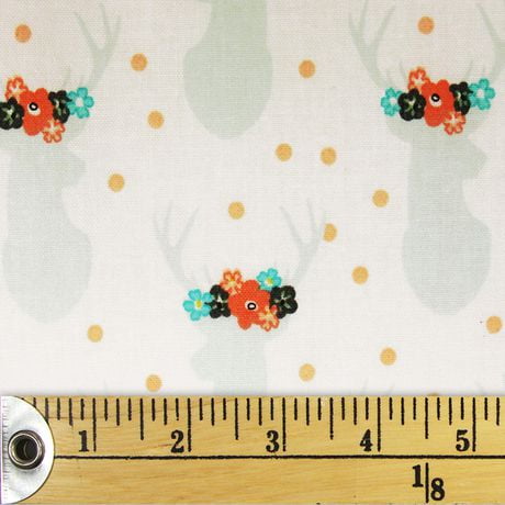 Click here for Fabric Creations White With Deer And Orange Polka... prices