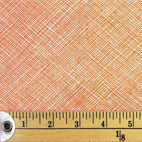 Click here for Fabric Creations White With Orange Pencil Crosshat... prices