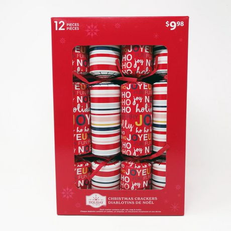 HOLIDAY TIME 12PK X 11" FAMILY CHRISTMAS CRACKERS, TEXT AND STRIPE ...