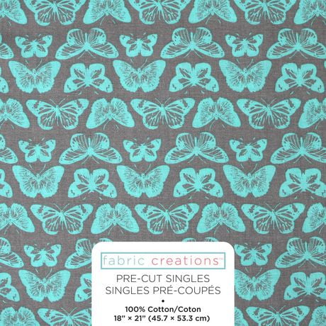 Click here for Fabric Creations Grey With Aqua Blue Butterflies F... prices