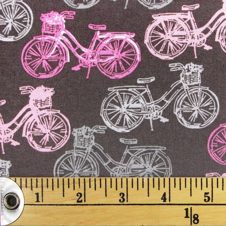 Click here for Fabric Creations Brown With Pink And Grey Bicycles... prices