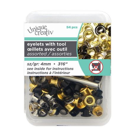 Unique Creativ 4mm Eyelets with Toolsin Assorted Colours | Walmart Canada