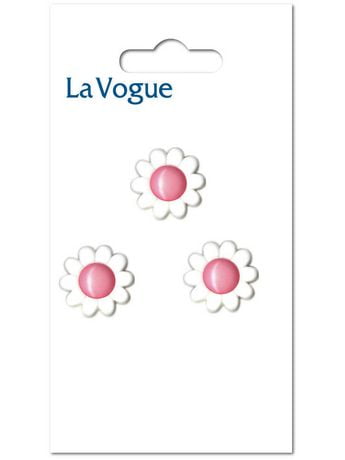 Click here for Lavogue La Vogue Shank Button - Pink And White Flo... prices