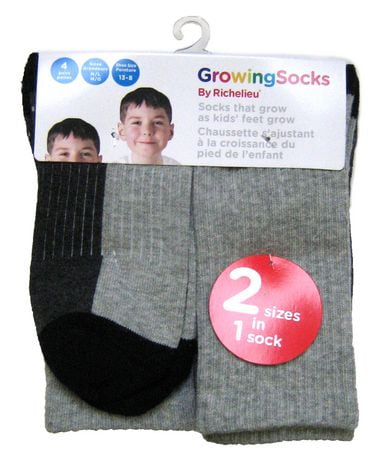 Growing Socks Boys Growing Sock by Peds® 4pk Crew Sock | Walmart Canada