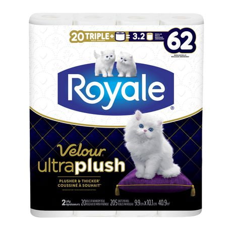 Royale Velour Ultra Plush Toilet Paper, 20 Triple plus equal 62 rolls ...