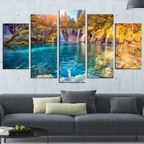 Click here for Design Art Turquoise Water And Sunny Beams Landsca... prices