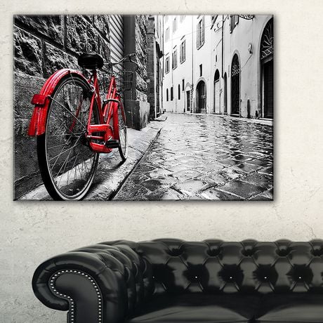 Click here for Design Art Retro Vintage Red Bike Cityscape Photo... prices