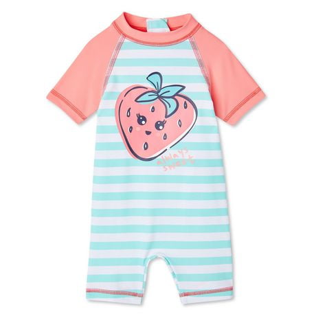 Click here for George Baby Girls Short Sleeve Rash Guard Swimsuit... prices