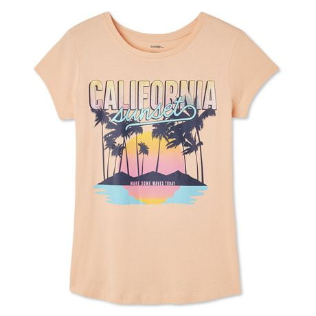 Click here for George Girls Short Sleeve Screen Tee Orange Xs prices