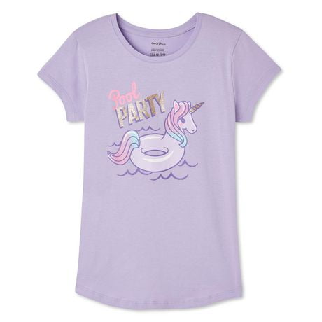 Click here for George Girls Short Sleeve Screen Tee Violet S prices