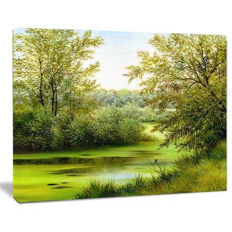 Click here for Design Art Green Summer Landscape Canvas Print Gre... prices
