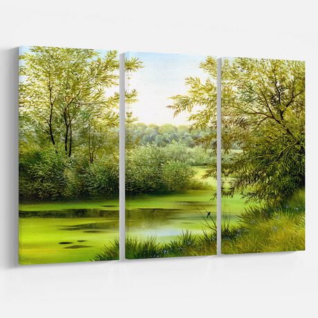 Click here for Design Art Green Summer Landscape Canvas Print Gre... prices