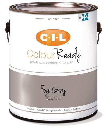 CIL® ColourReady Interior Latex Paint, Fog Grey / Grey, Eggshell, 3.78 ...