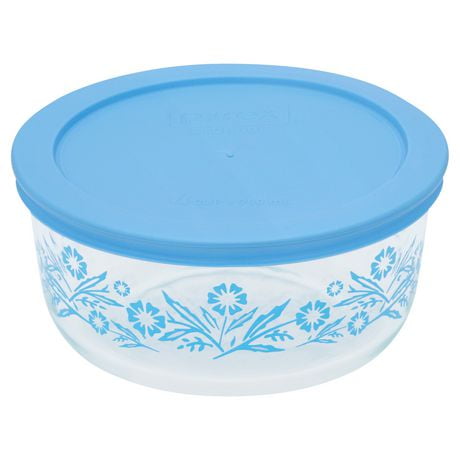 PYREX 4 Cup Round Glass Container with Blue Plastic Cover | Walmart Canada