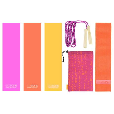 GoZone Jump Start Fitness Kit - Jump Rope, 3 Pack Flat Resistance Band ...