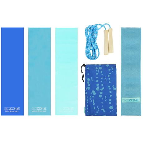 GoZone Jump Start Fitness Kit - Jump Rope, 3 Pack Flat Resistance Band ...