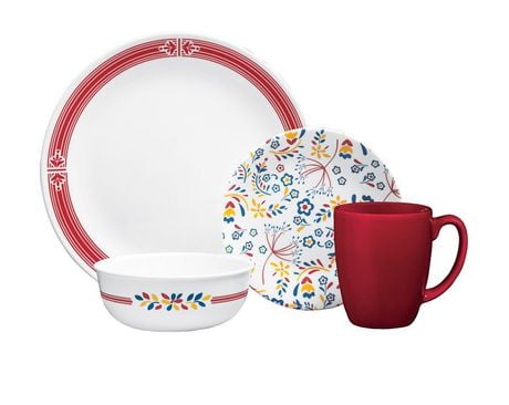 Corelle® Prairie Garden Red Dinnerware Set 16pc | Walmart Canada