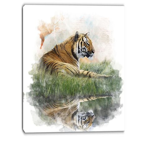 Click here for Design Art Relaxing Tiger Canvas Print Orange 12 I... prices