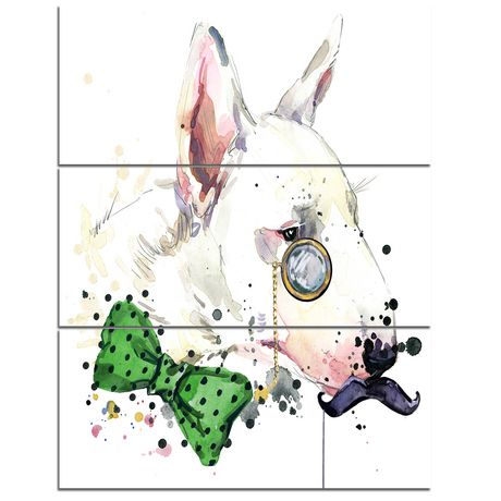 Click here for Design Art Bull Terrier Dog Canvas Print White Inc... prices