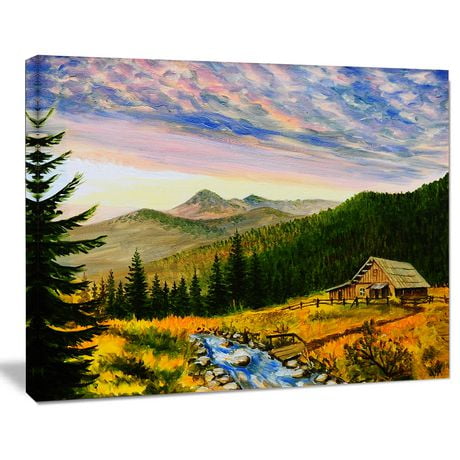 Click here for Design Art Sunset In Mountains Canvas Print Yellow... prices