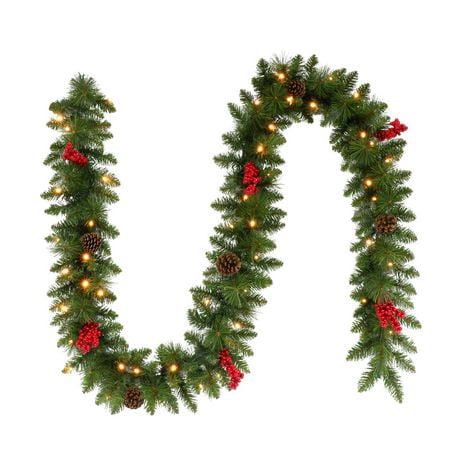 Holiday Time 9' Pre-lit Lexington Christmas Garland, Green - Walmart.ca