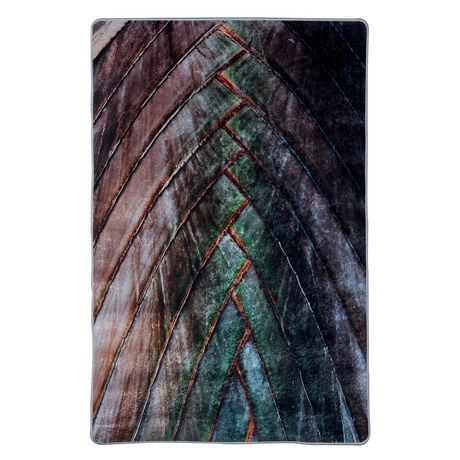 Lyni Detailed Leaf Nature Inspired Area Rug, Green/Brown/Copper ...
