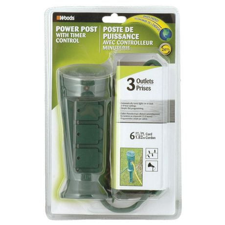 Woods 3-Outlet Outdoor Timer Power Post - Walmart.ca