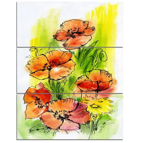 Click here for Design Art Bouquet Poppies Canvas Print Red Inches prices