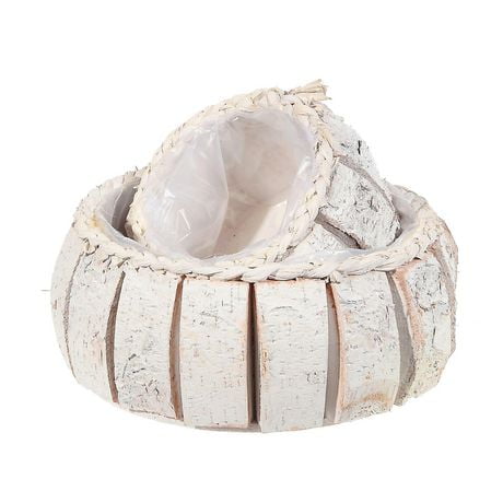 2 Pc Nesting Shallow Round Bark Planter With Lining | Walmart Canada
