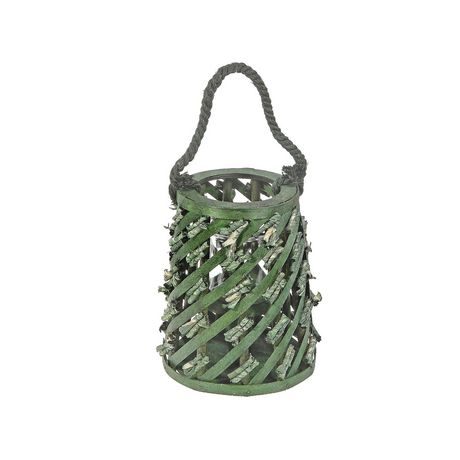 Click here for Ih Casa D Cor Green Wicker Cylinder Lantern (Small... prices