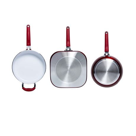 Tasty 11 Piece Titanium Ceramic Non-Stick Cookware Set, Red | Walmart ...