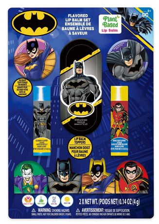 DC Universe Batman 2pk Lip Balm Set with Accessories, Cosmetic Set ...