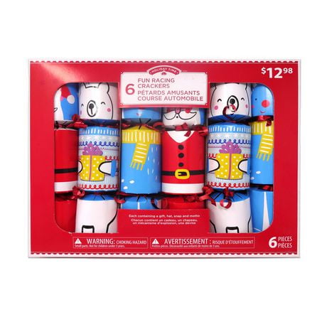 HOLIDAY TIME 6PK X 9.5" FUN RACING CRACKERS, CHRISTMAS CHARACTERS ...