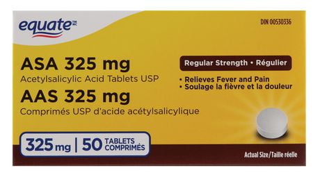 ASA 325 mg; Acetylsalicylic Acid Tablets USP, 50 Tablets - Walmart.ca