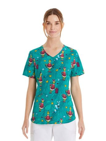 Dr. Seuss Merry Grinch Women's V-Neck Scrub Top - Walmart.ca