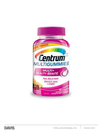 Centrum Multigummies (90 Count) Multi + Beauty (Natural Cherry, Berry ...