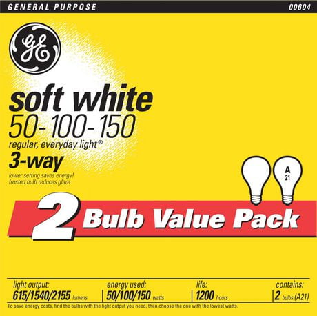 GE 50/100/150 Soft White Trilight 2pk - Walmart.ca