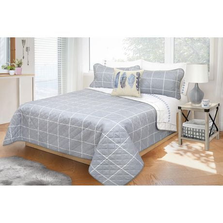 Click here for Safdie & Co. Quilt 3Pc Set Dq Large Grey Check Gre... prices