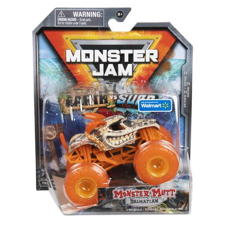 Monster Jam, Official Earth Vs. Surf Monster Mutt Dalmatian 1:64 Scale ...