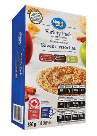Great Value Variety Pack Instant Oatmeal | Walmart Canada