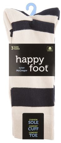 Happy Foot by Mcgregor Men's 3 Pair Rugby Stripe Crew Socks | Walmart ...