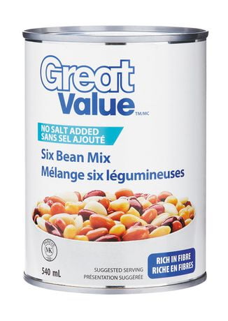 Great Value No Salt Added Six Bean Mix Can | Walmart Canada