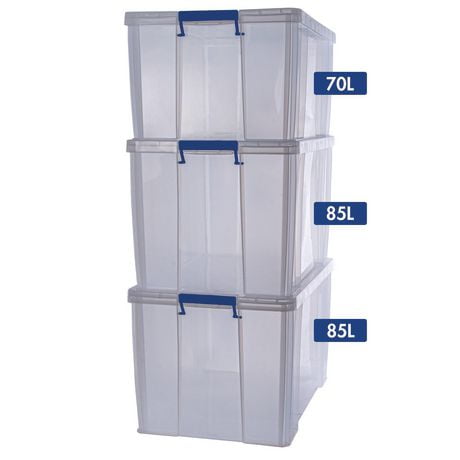 Bankers Box® Plastic Storage Box Bonus Pack 1 (2 x 85L + 1 x 70L ...