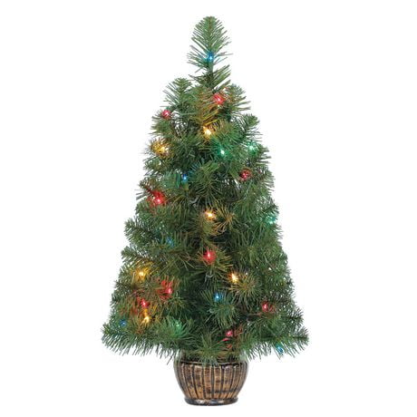 Holiday Time Venus 24" Pre-Lit Regular Full Fir Christmas Tree, Green ...